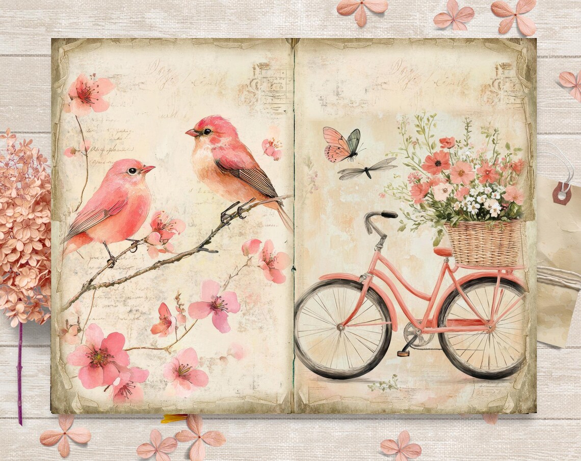 Coral Tenderness Junk Journal Printable Pages, Junk Journal Kit ...