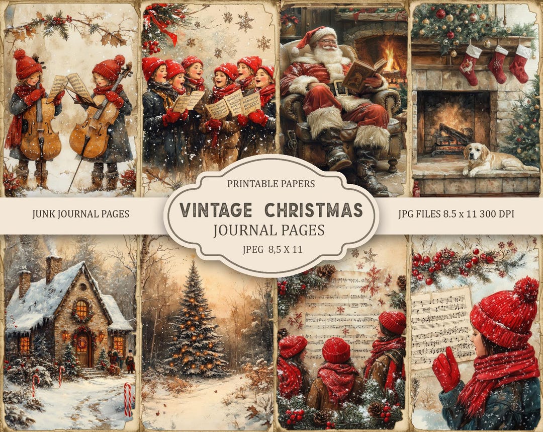 Vintage Christmas 2 Junk Journal Printable Pages, Junk Journal Kit ...
