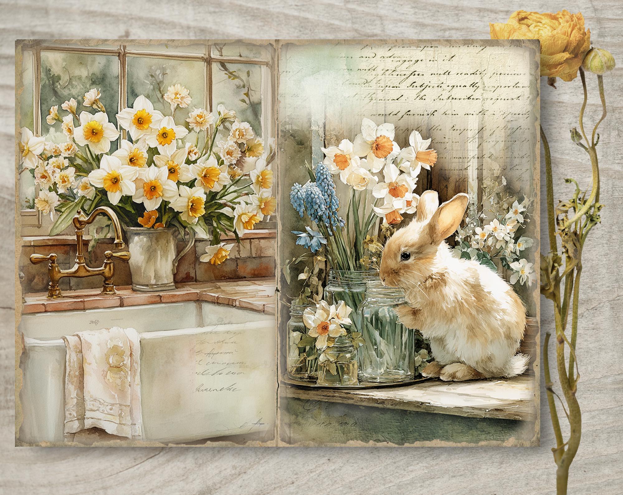 Sunny Spring Pages Junk Journal Kit: Printable Scrapbook Pages, Flowers ...