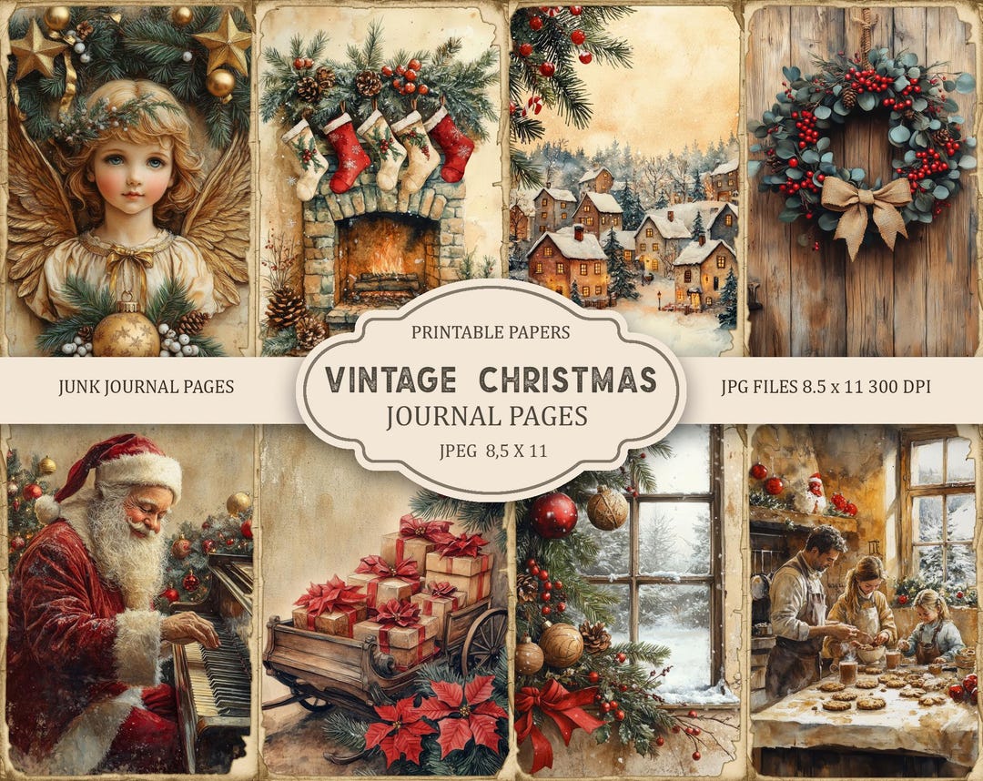 Vintage Christmas 1 Junk Journal Printable Pages, Junk Journal Kit ...