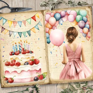 Happy Birthday Junk Journal Pages, Spring Ephemera, Scrapbook Printable ...