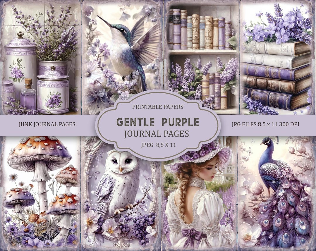 Gentle Purple 1 Printable Pages, Junk Journal Kit, Scrapbook Printable ...