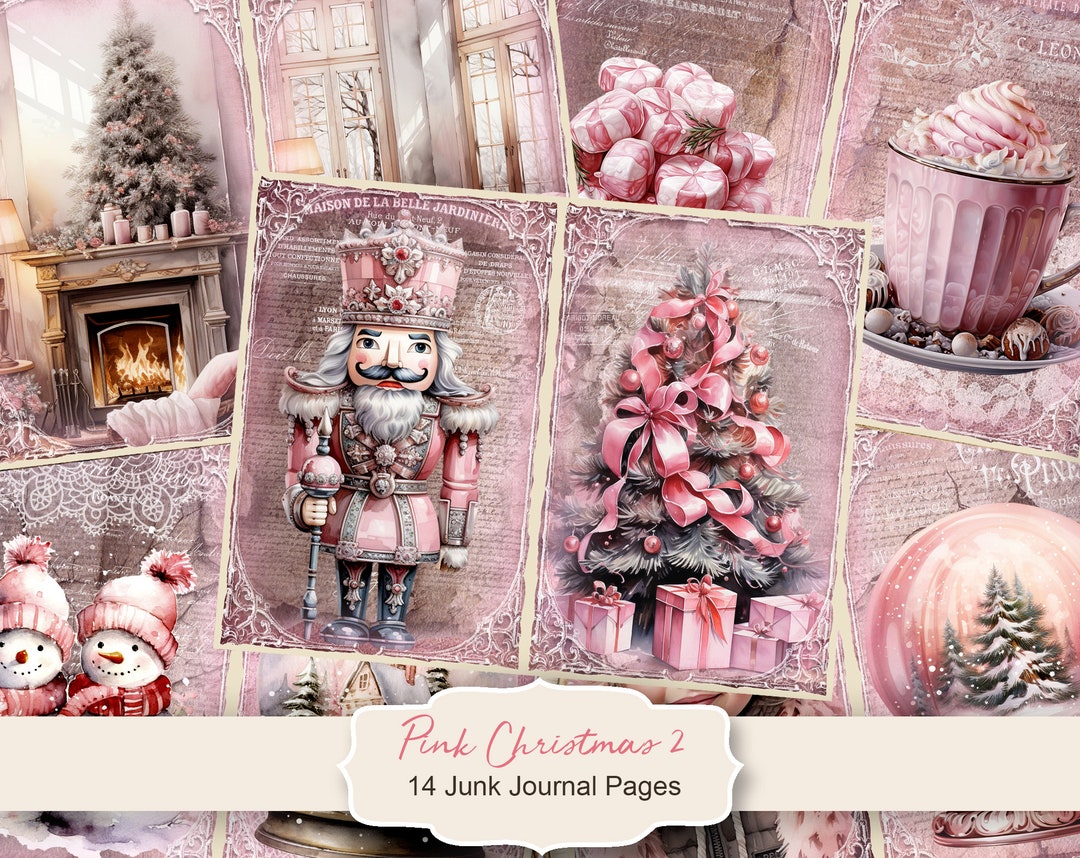 Pink Christmas 2 Junk Journal Kit, Merry Christmas Junk Journal Pages ...