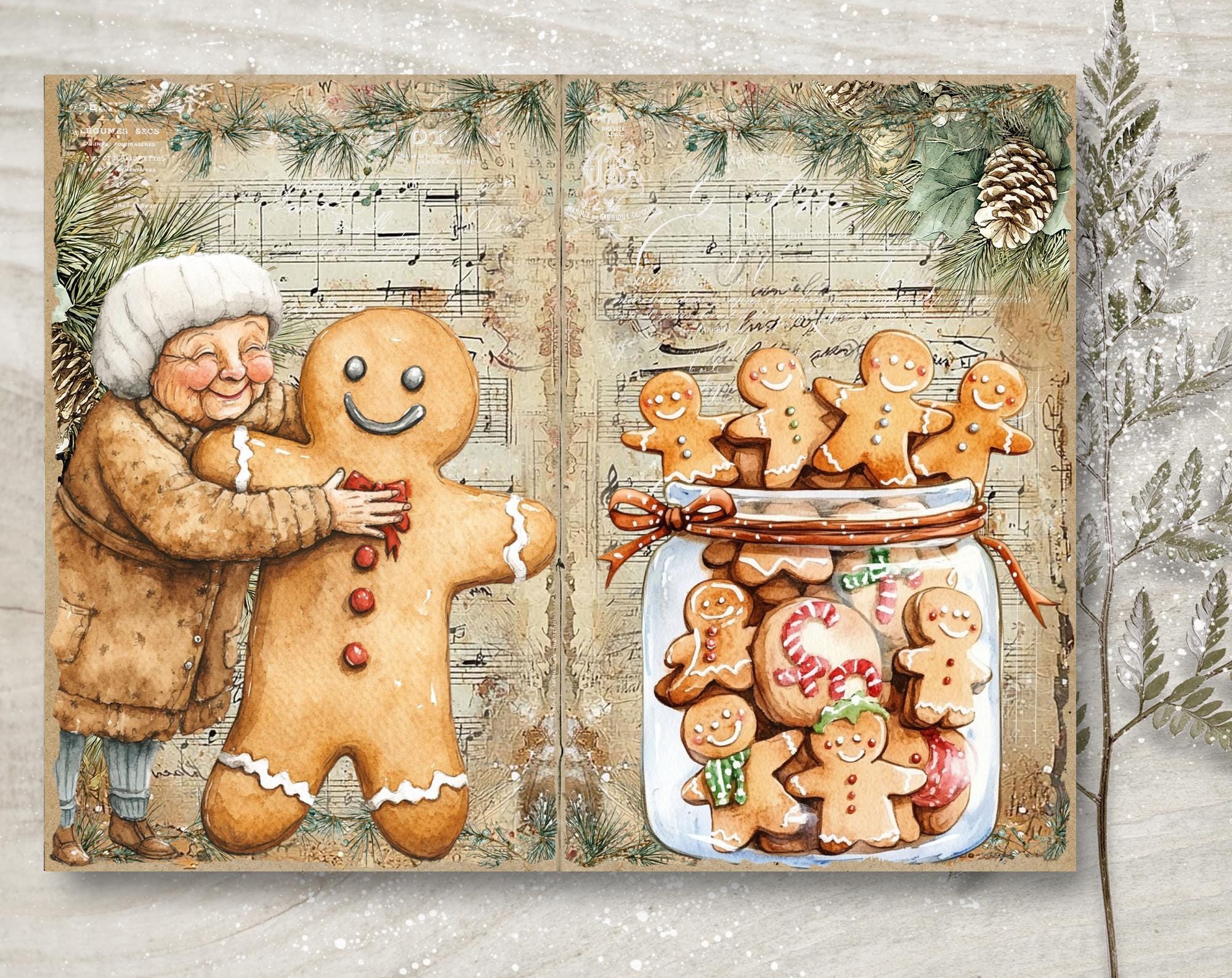 Old Lady Christmas 1 Junk Journal Kit: Printable Scrapbook Pages (JPG ...
