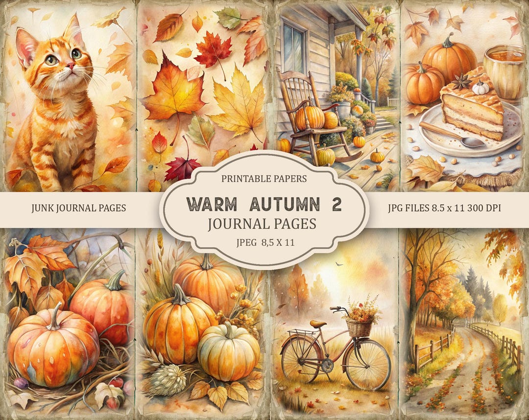 Warm Autumn Junk Journal Kit: Printable Scrapbook Pages (PDF), Part 2 ...