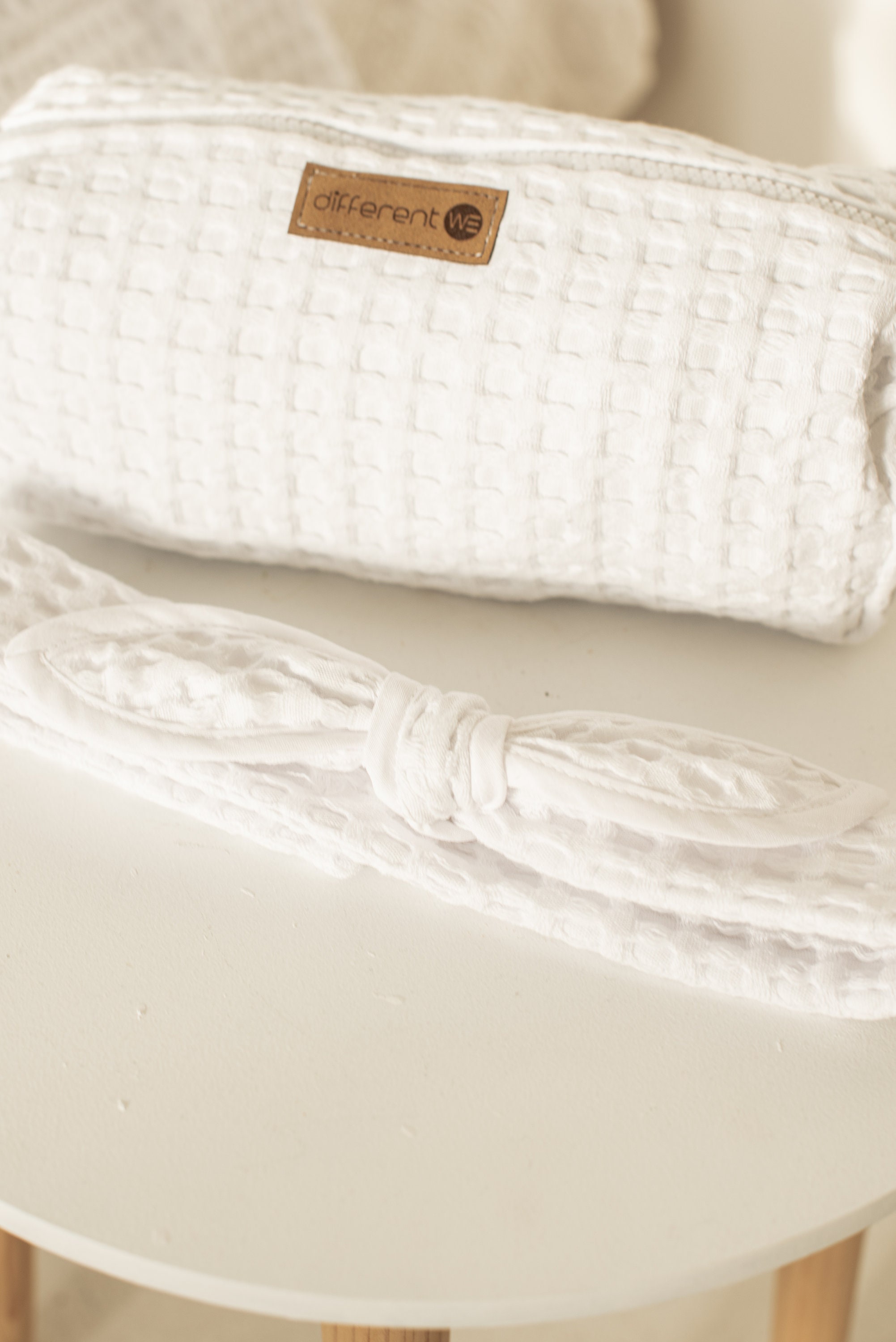 White Cotton Headband With Ribbon Waffle Weave Spa Skincare Makeup ...