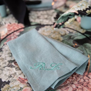 Linen Napkins Light Teal Cloth Personalized Wedding Organic Modern ...
