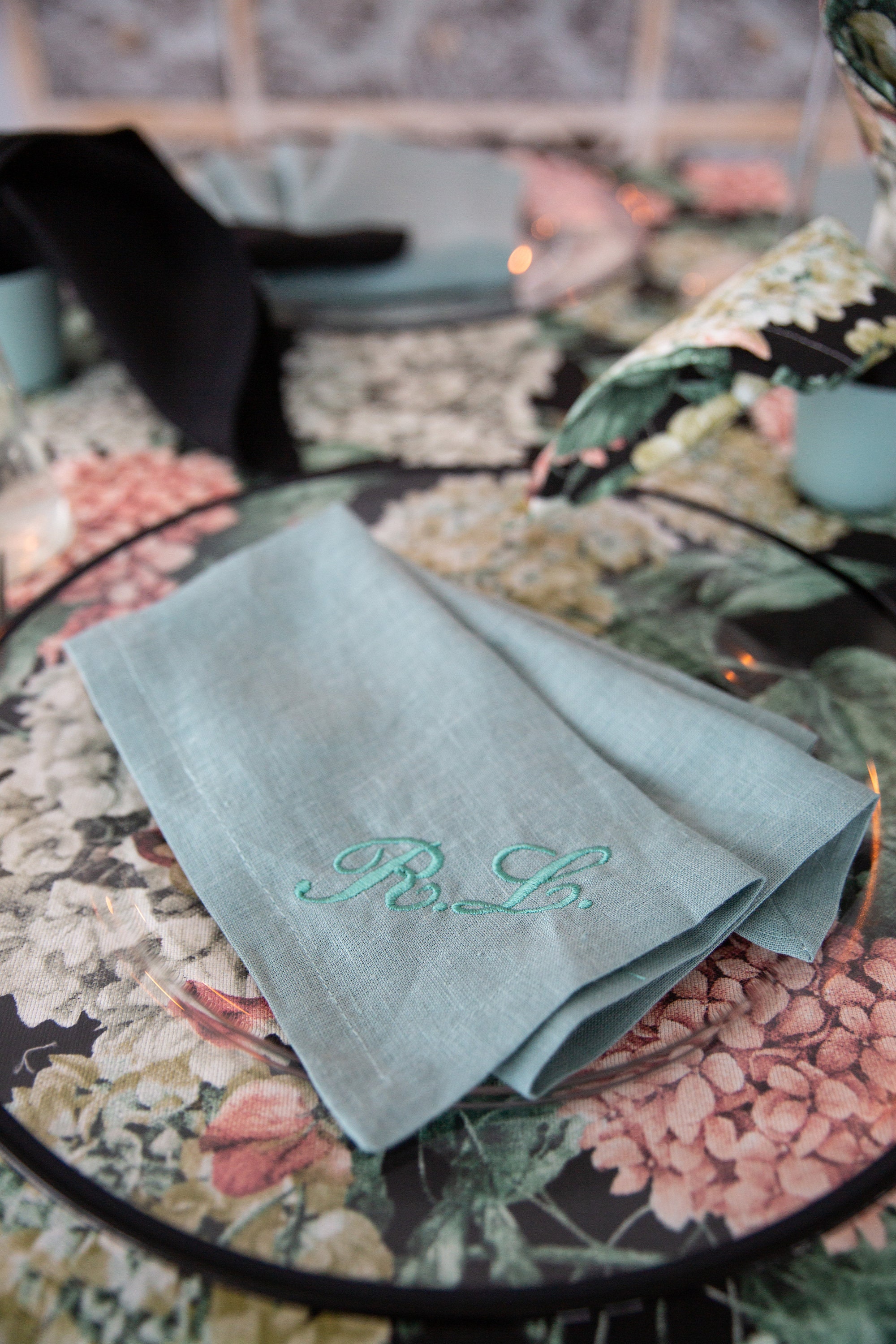 Linen Napkins Light Teal Cloth Personalized Wedding Organic Modern ...