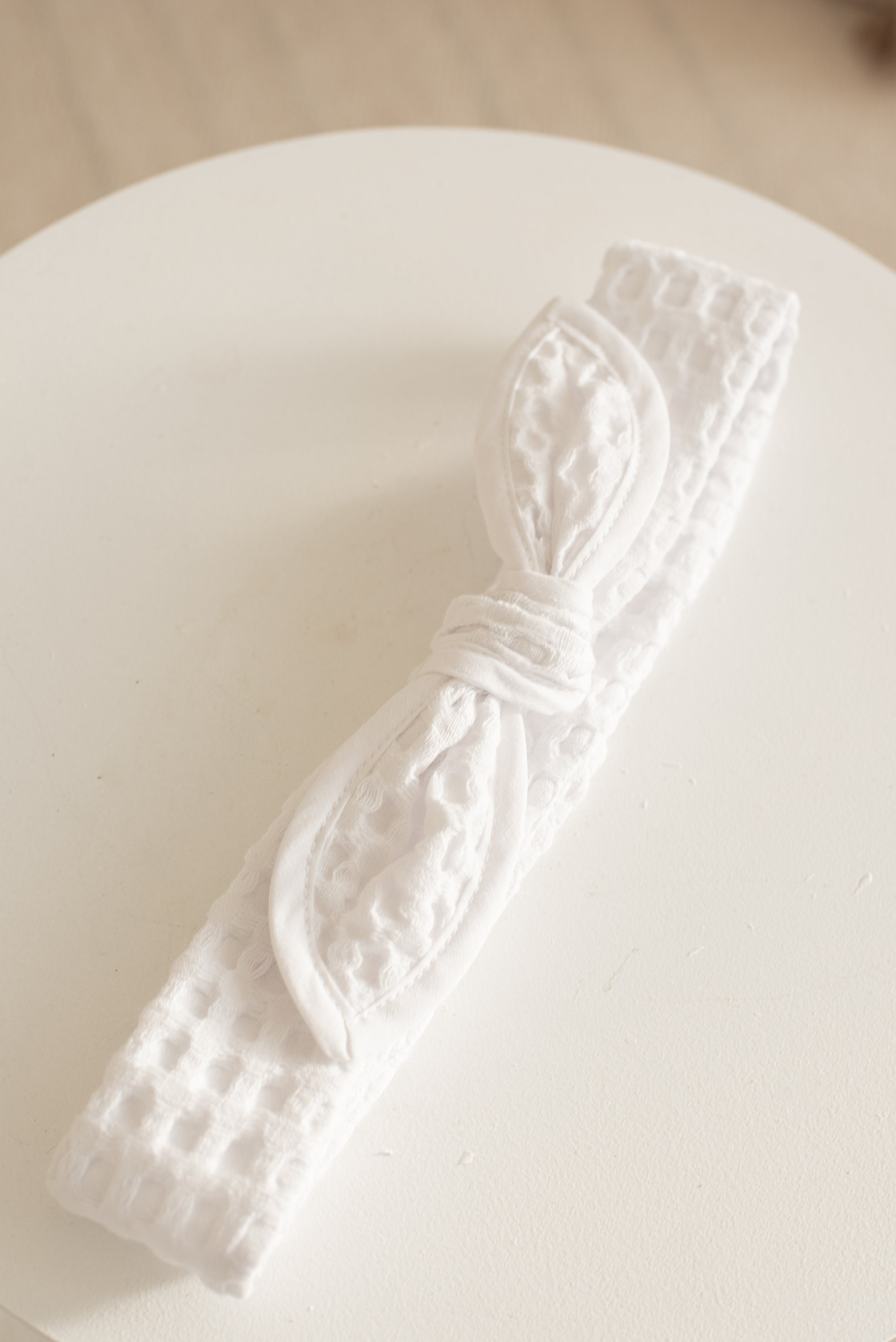 White Cotton Headband With Ribbon Waffle Weave Spa Skincare Makeup ...