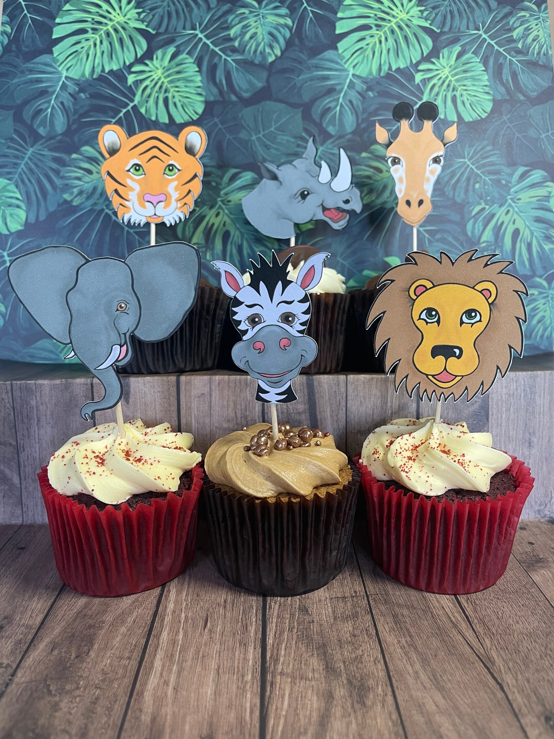 Safari Cake Toppers/ Cupcake Toppers/ Zoo Animals Cake Toppers/ Pack of ...