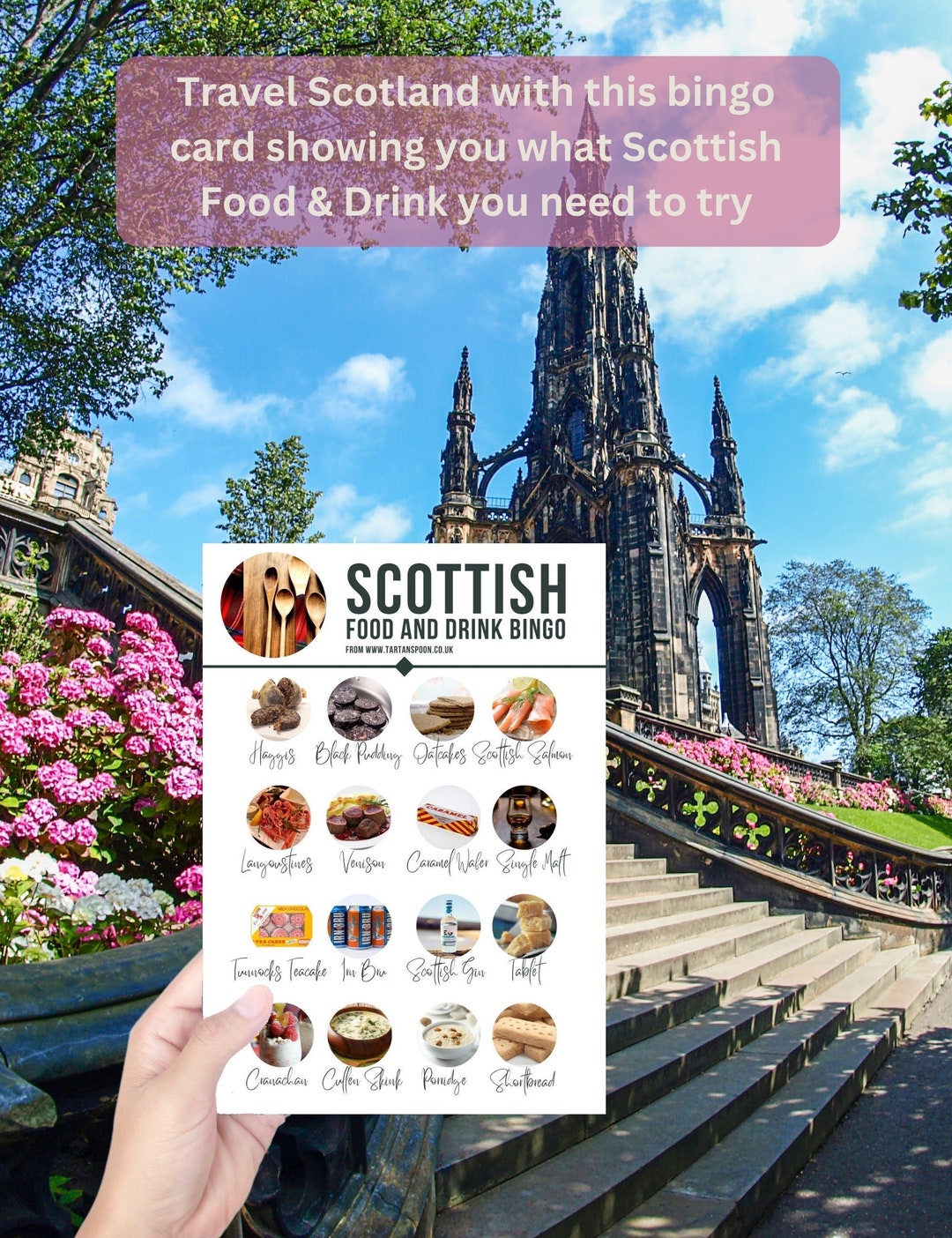 Scottish Food & Drink Travel Bingo: Scotland Road Trip Game (printable ...