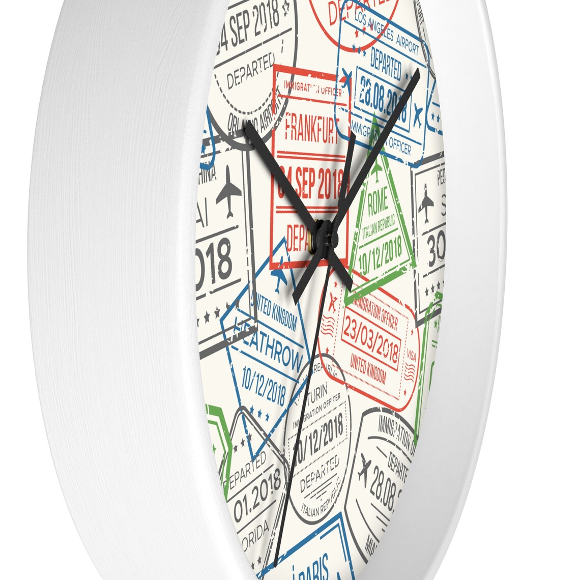Passport Stamp Wall Clock, Gift for Travel Lover, Study Abroad Student ...