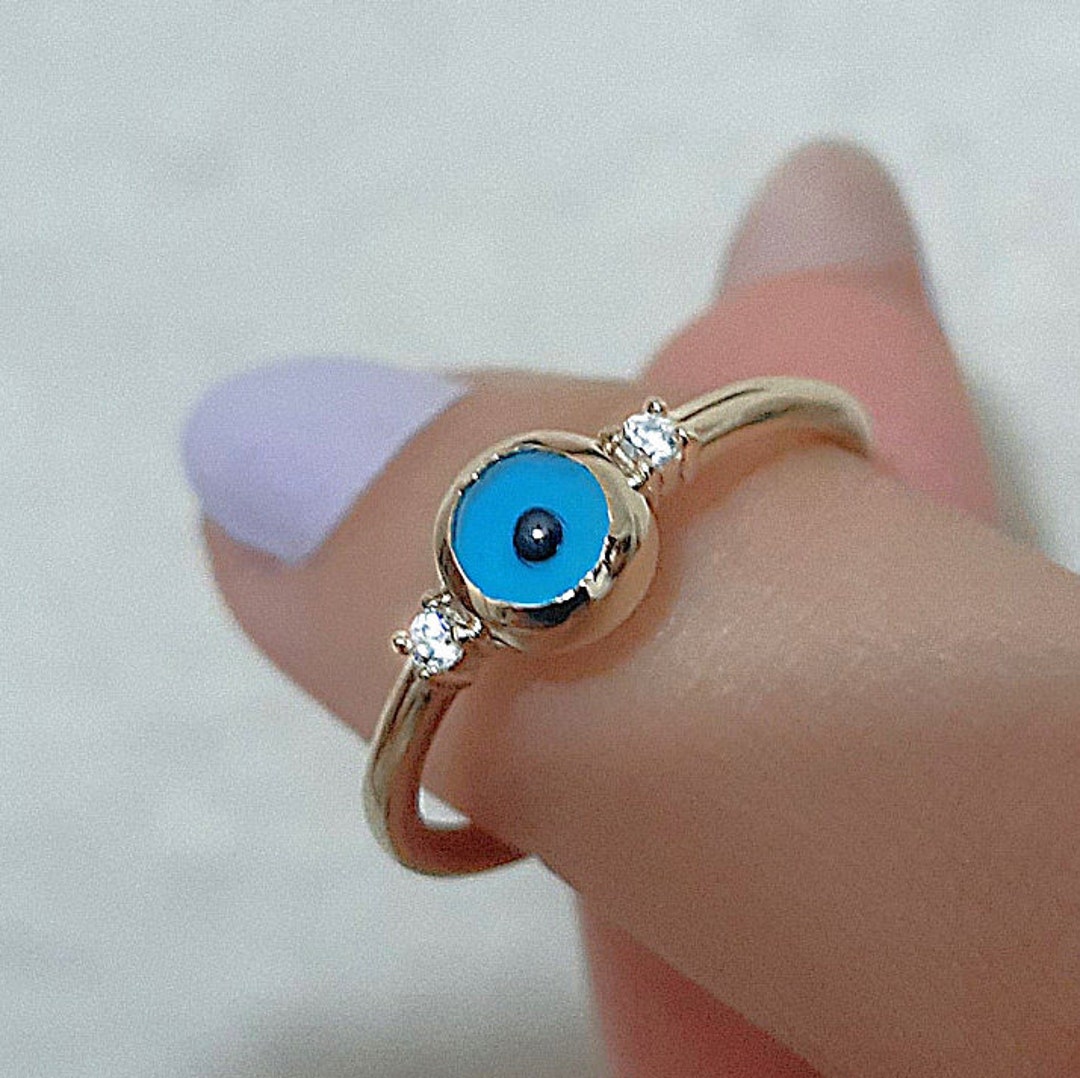 Evil Eye Ring 14k Gold, 14K Gold Signet Ring, Gold Filled Evil Eye Ring ...