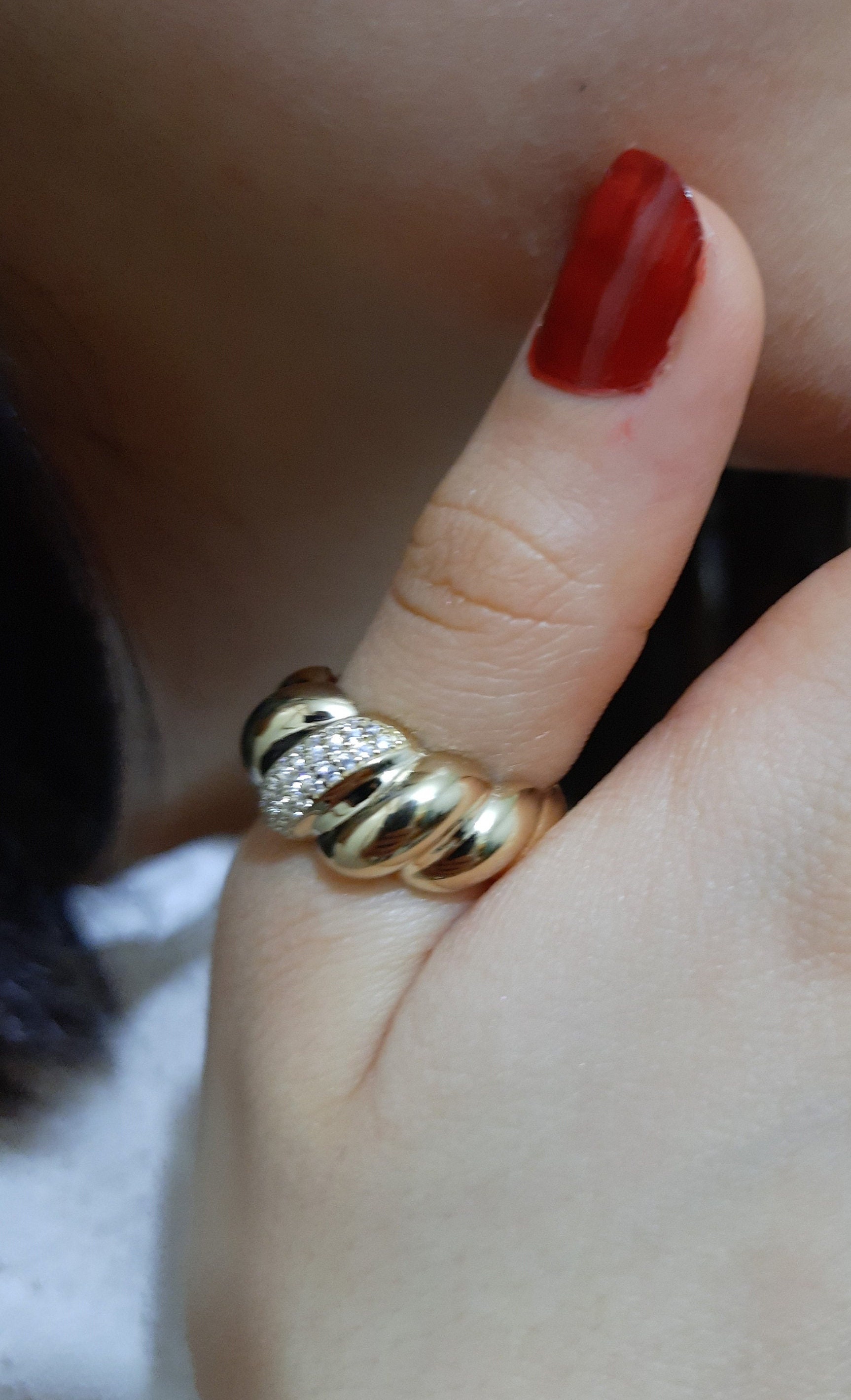Croissant Ring With Diamonds, 14k Gold Croissant Ring, Solid Gold ...