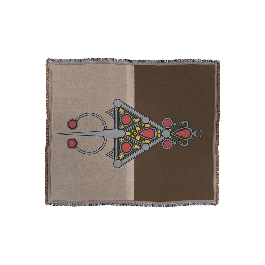Berber Fibula Woven Throw Blanket, Amazigh, Kabyle, Fibula, Earth Tones ...