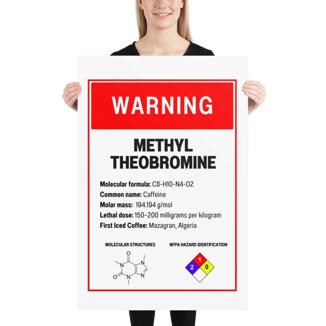 Caffeine Warning Sign Poster, Coffee Lovers Gift - Etsy