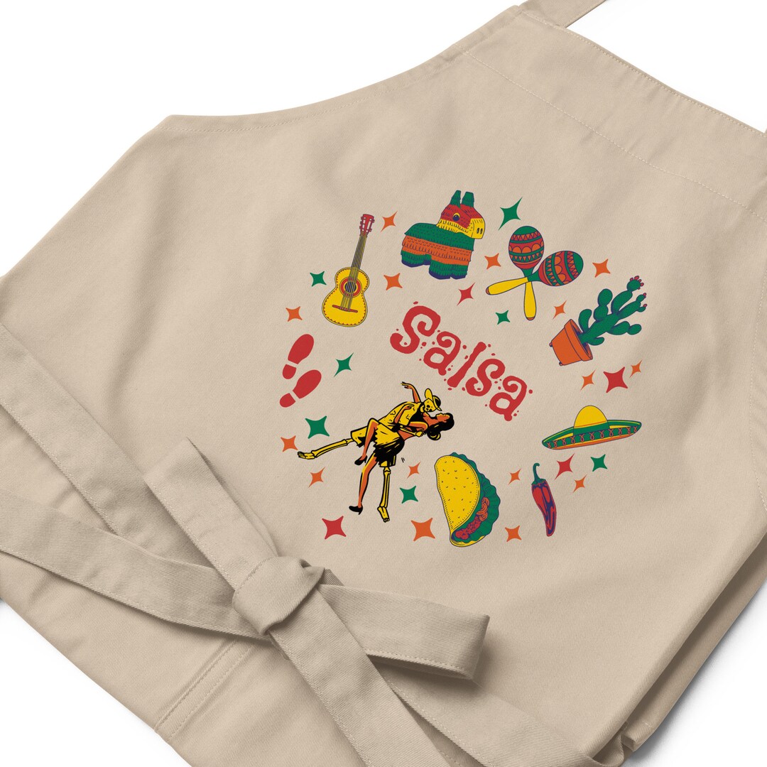 Salsa Organic Cotton Apron, Embroidery, Dance, Latino - Etsy