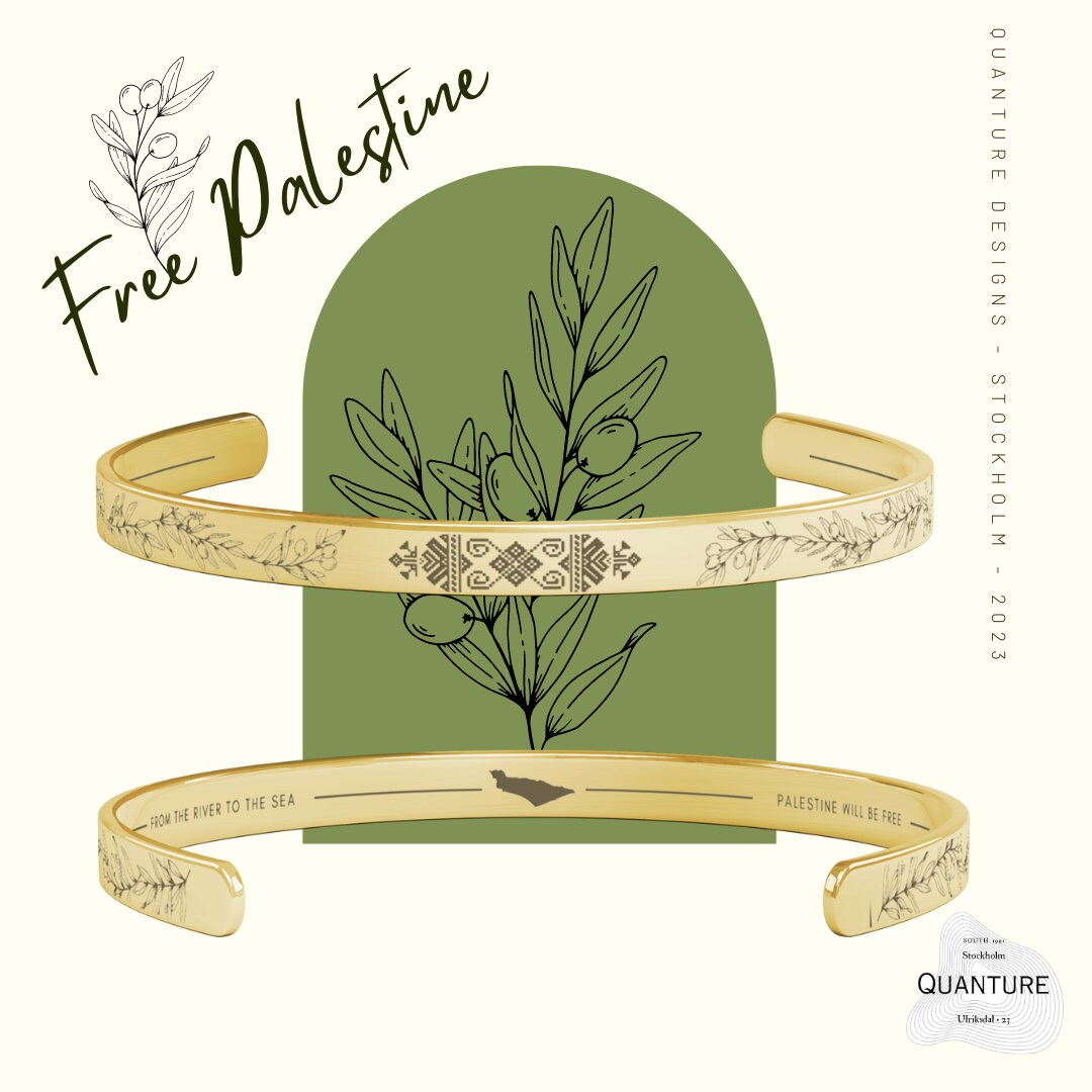 Palestinian Olive Branches and Traditional Embroidery Patterns Cuff ...