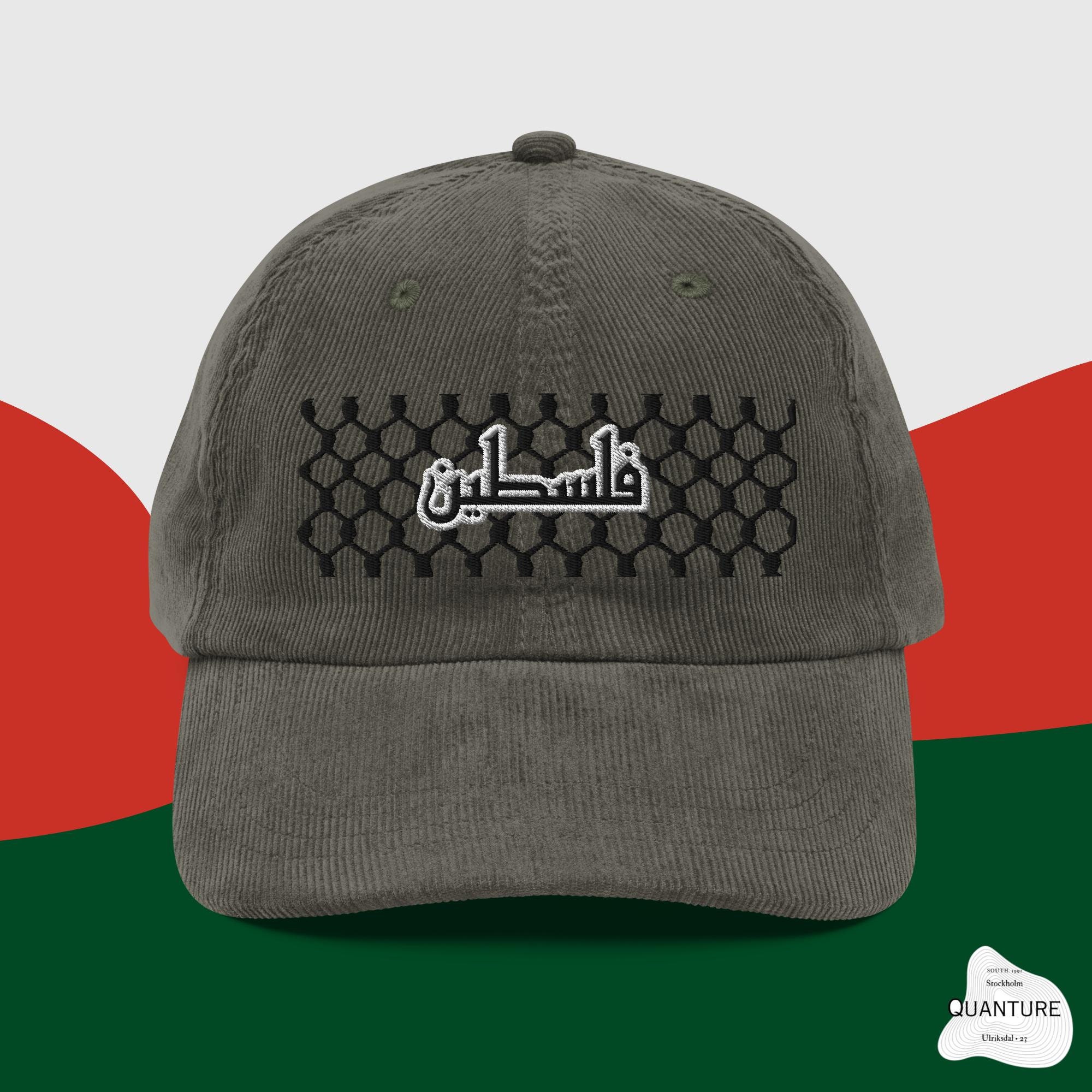 Palestine Keffiyeh Vintage Corduroy Cap, Black and White Embroidery - Etsy