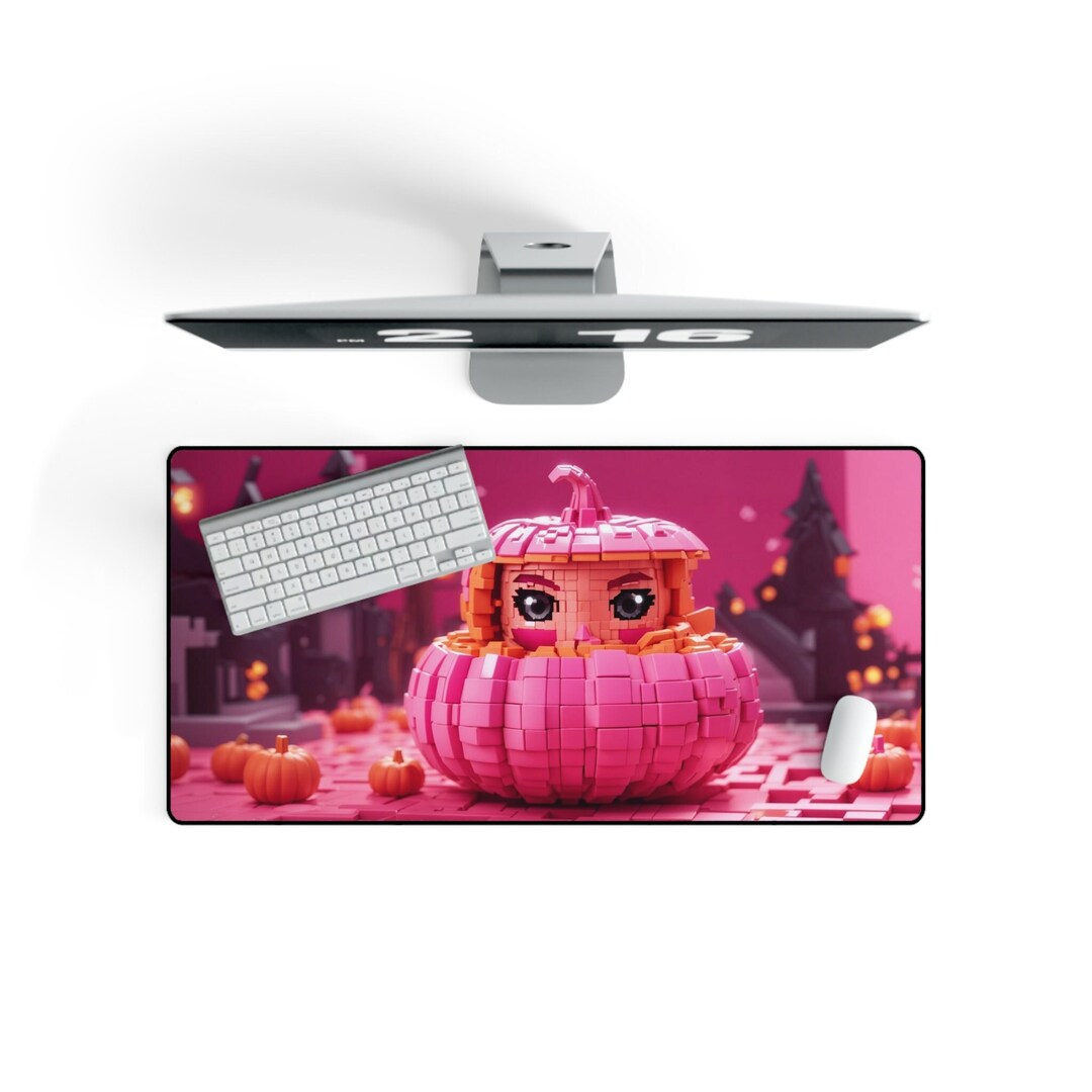 Voxel Pumpkin Doll Desk Mats, Pink, Spooky, Eyes - Etsy