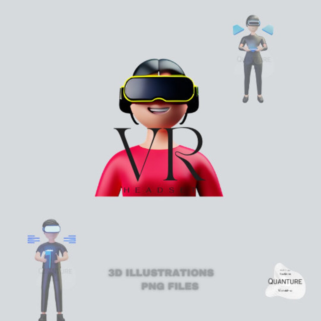 Virtual Reality 3D Icon Illustrations, Bundle of Seven PNG Files ...