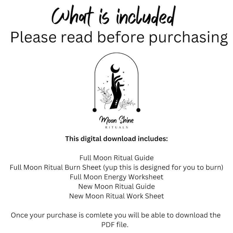 Full Moon Burn Sheet, New Moon Worksheet, Moon Ritual How to for Beginners FREE GIFT - Etsy