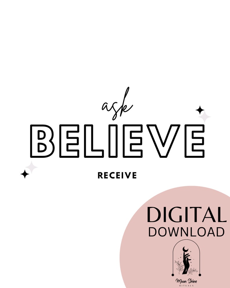 Ask Believe Receive - Digital Download - Print A4 - Law of Attraction ...