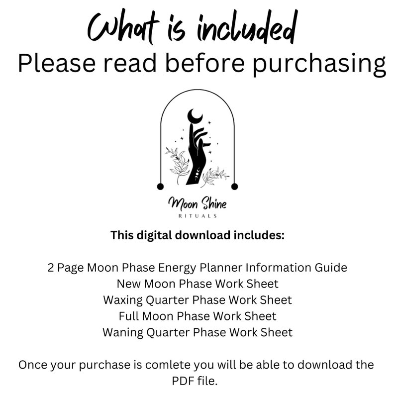 Moon Phase Energy Planner & Worksheets. Work With the Moons Energy to ...