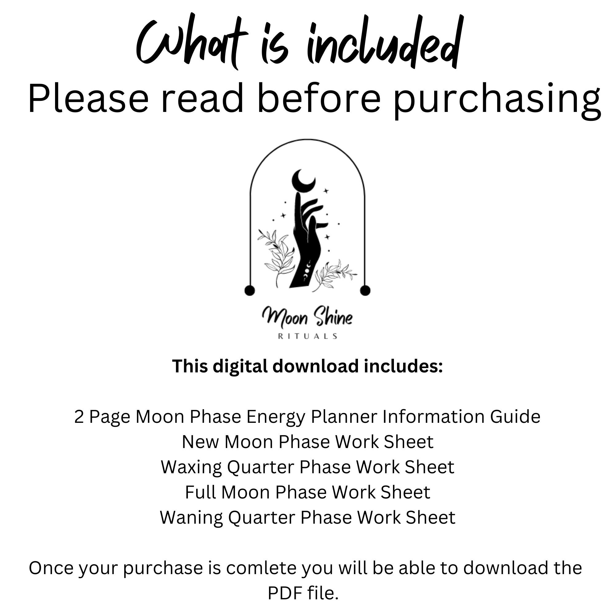 Moon Phase Energy Planner & Worksheets. Work With the Moons Energy to ...