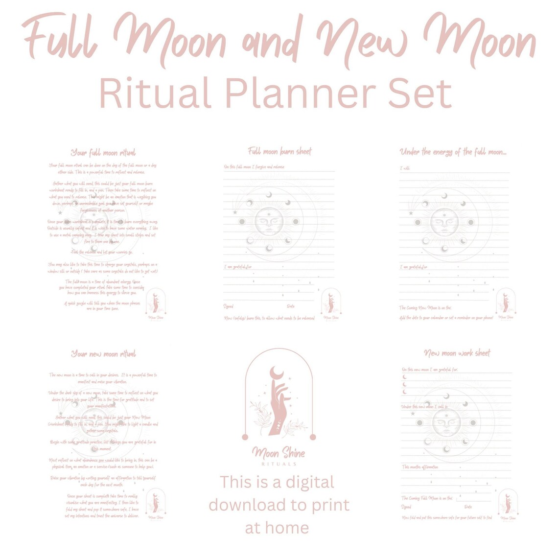 Full Moon Burn Sheet New Moon Worksheet Moon Ritual How to - Etsy