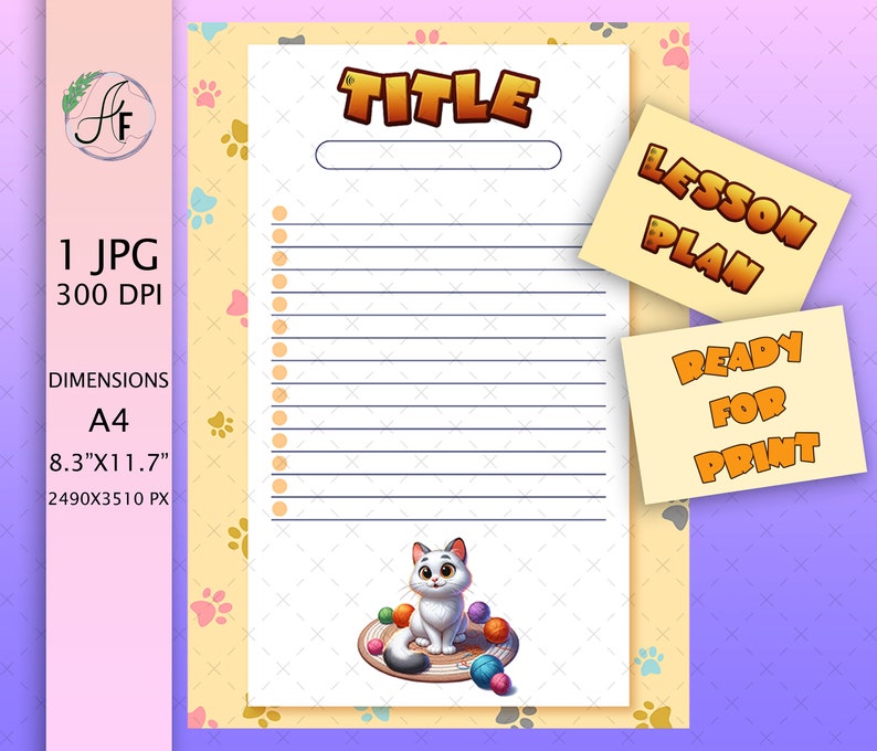 Lesson Plan Printable, Classroom Lesson Print, Homeschool Teacher Plan ...