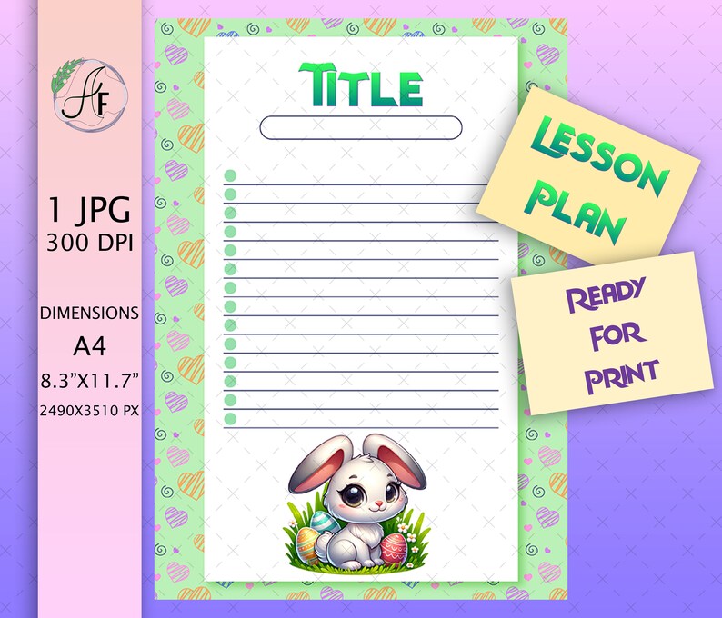 Lesson Plan Printable, Classroom Lesson Print, Homeschool Teacher Plan ...