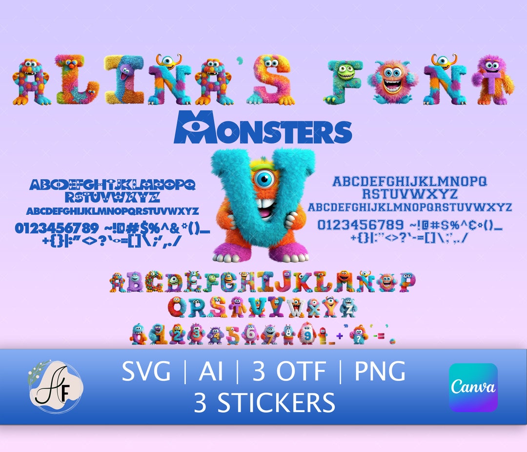 Funny 3D Monsters Font Little Monsters Textured Font Monsters ...