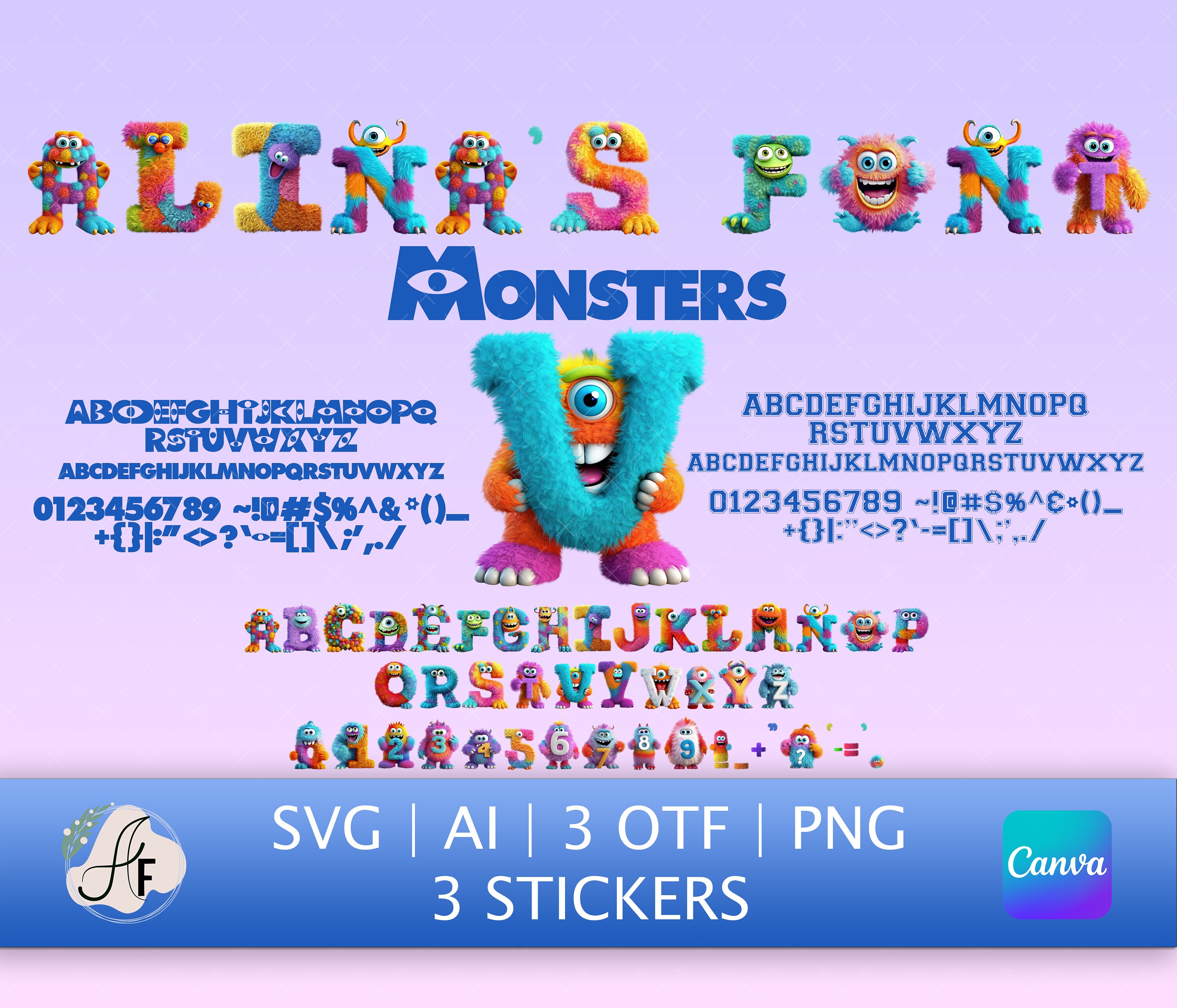 Funny 3D Monsters Font Little Monsters Textured Font Monsters ...