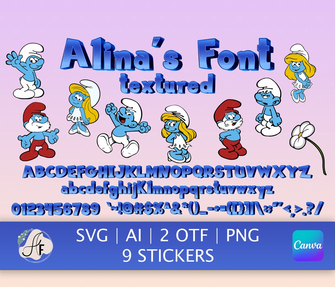 Alina's Real Font Smurfs Textured Font SVG PNG OTF - Etsy