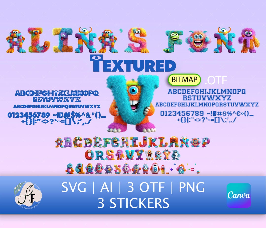 Funny 3D Monsters Font Little Monsters Textured Font Monsters School ...