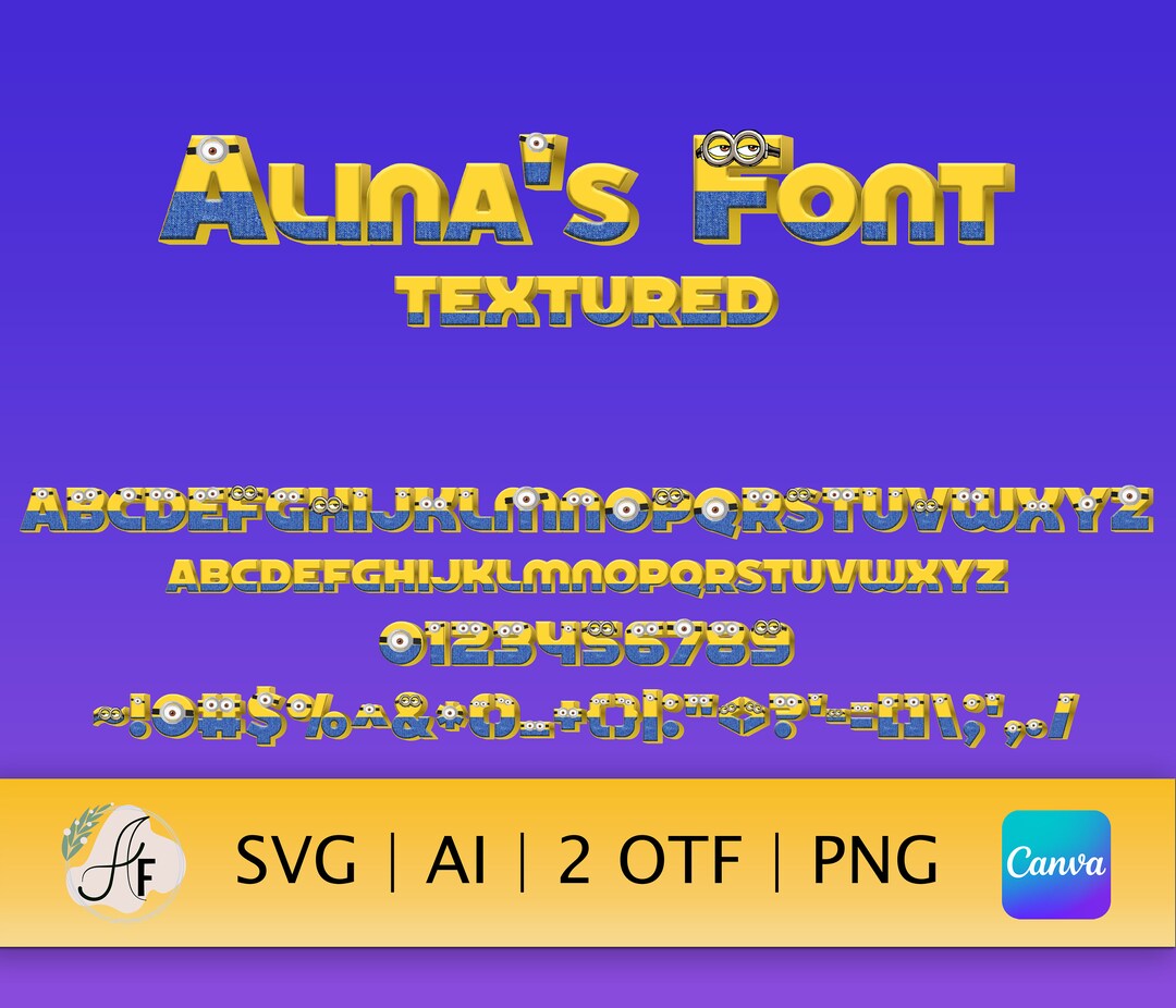 Little Helpers 3D Texture Font Mini Party Font Mi-nions Font Mi-nions ...