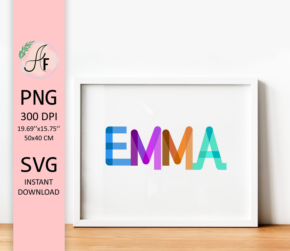 Custom Name SVG Name Emma SVG Elements Font Svg Colorful Name Svg ...