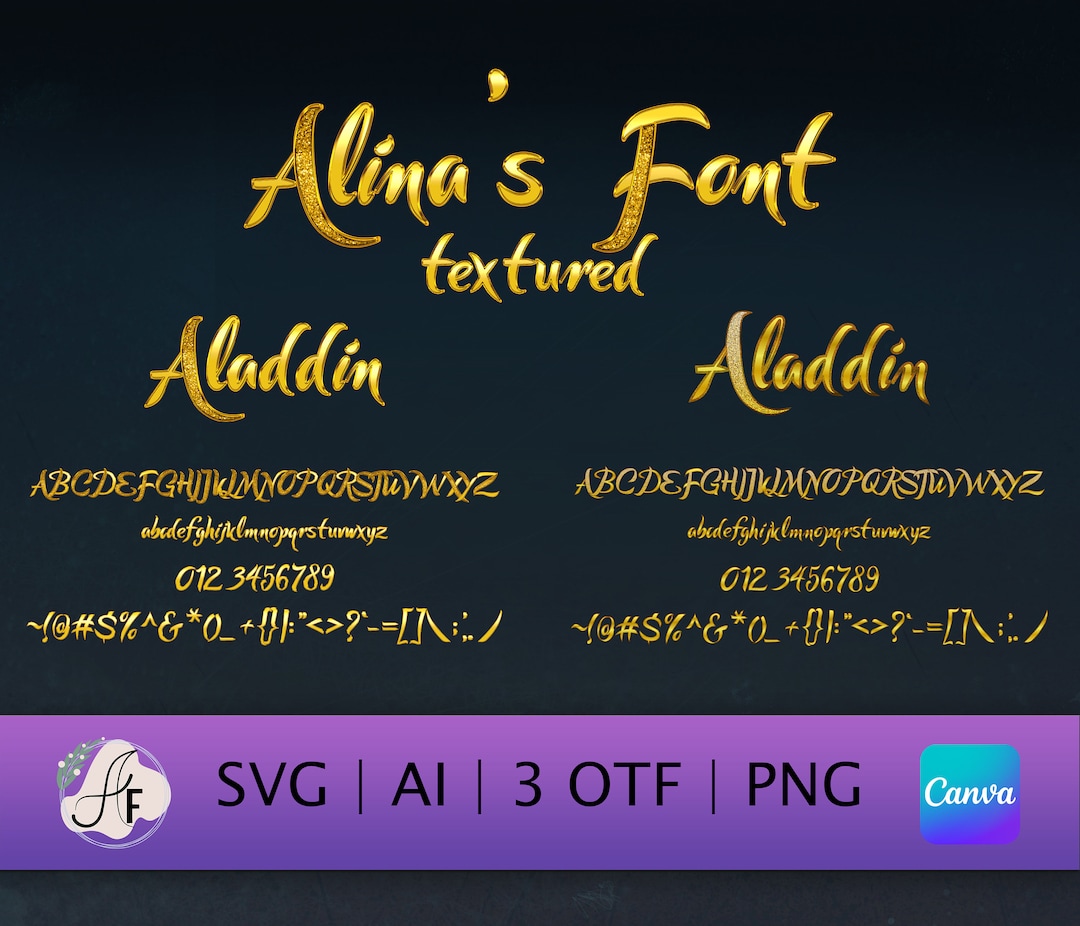 Aladin Gold Font Aladdin Textured Font Arabian Nights Font - Etsy