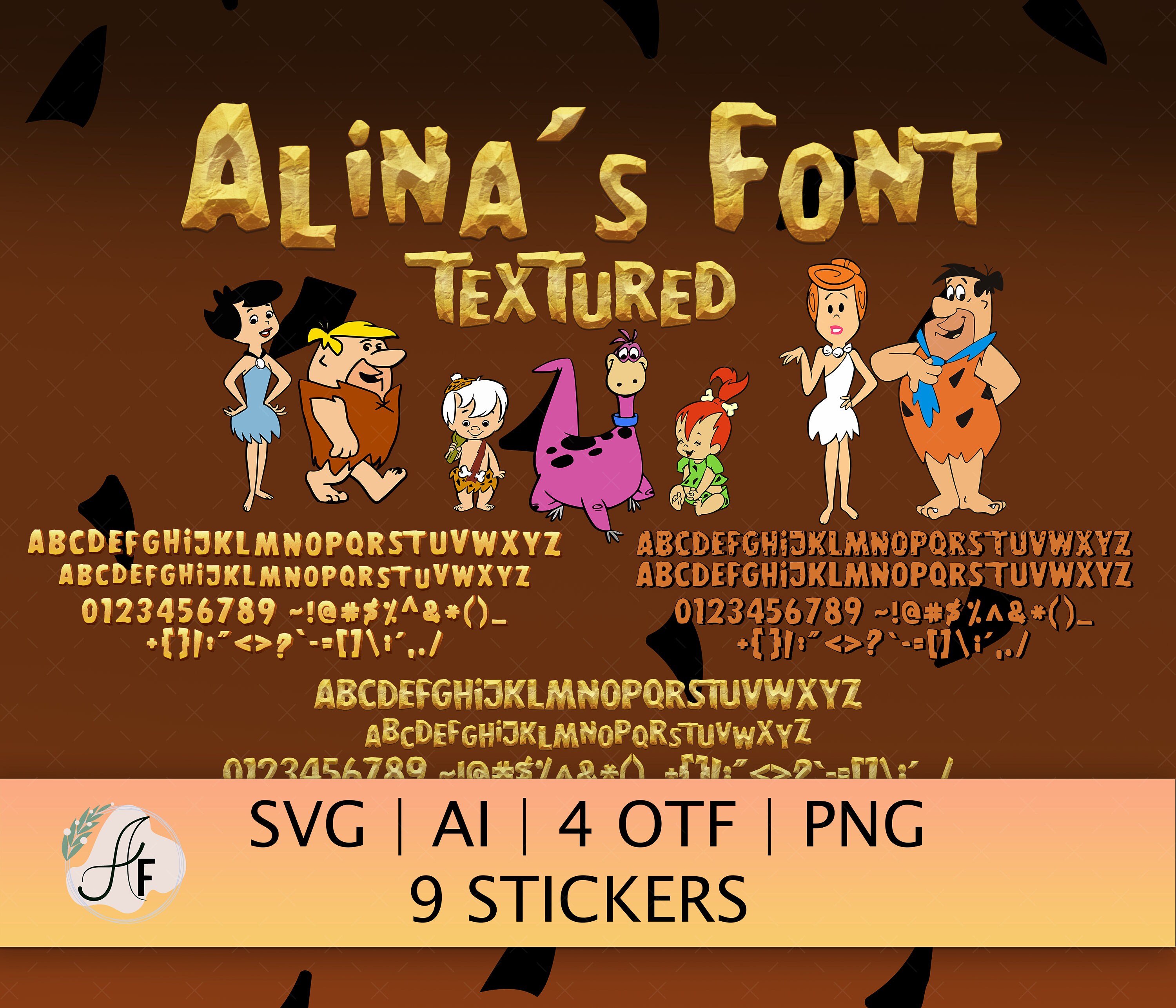 Alina's Real Font Flinstone Font Flinstones Family - Etsy