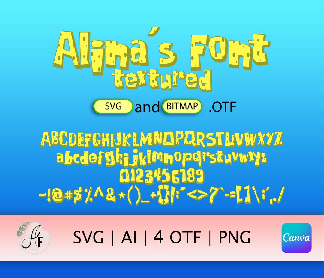 Cheerful Yellow Color Font (playful Cartoon Typeface OTF, SVG, PNG) - Etsy