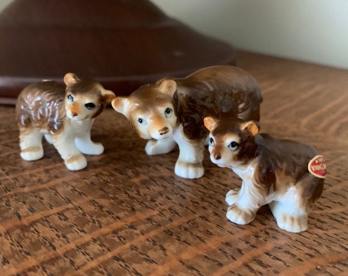 Vintage 3 Raccoon Porcelain Figures, Raccoon Family, Miniature ...