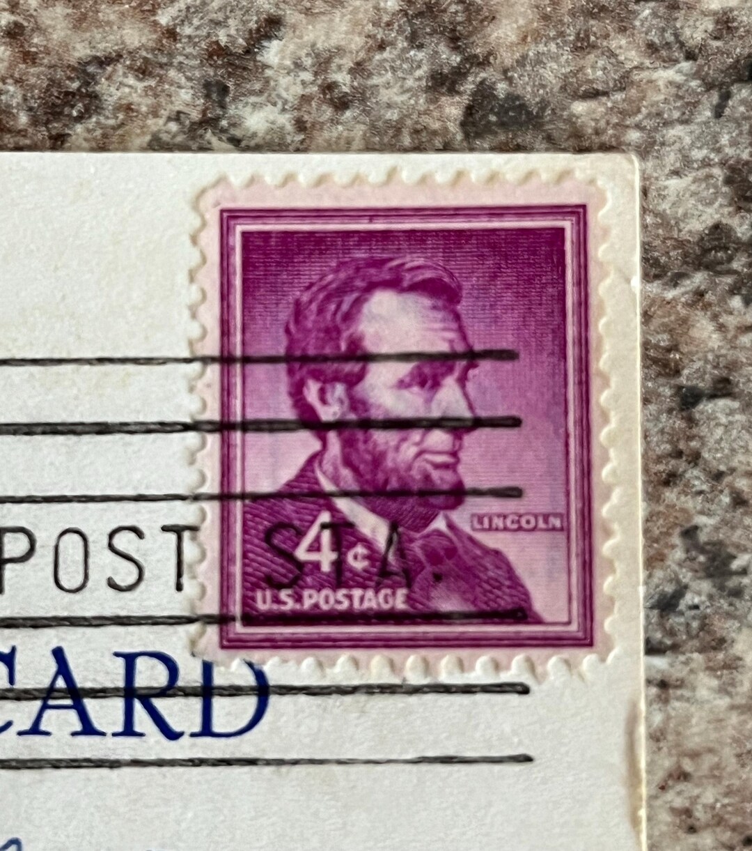 US Postage Stamp Vintage Lincoln 4c USED on Postcard Abraham Lincoln ...