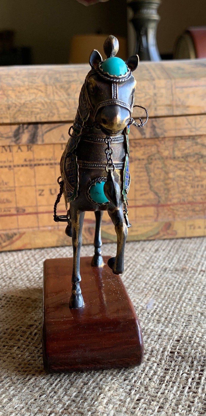 Vintage Tang Dynasty Warrior Horse Silver Enamel Chinese War Horse ...