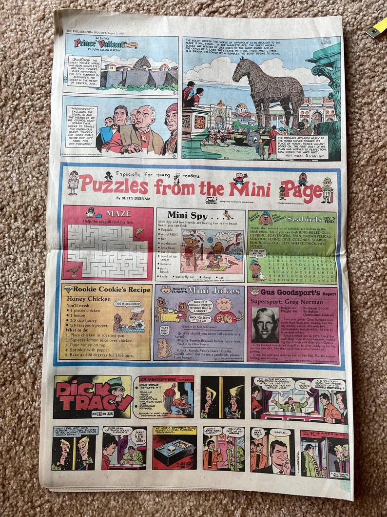 Philadelphia Inquirer Comics Sunday August 2, 1987 | Vintage Newspaper ...