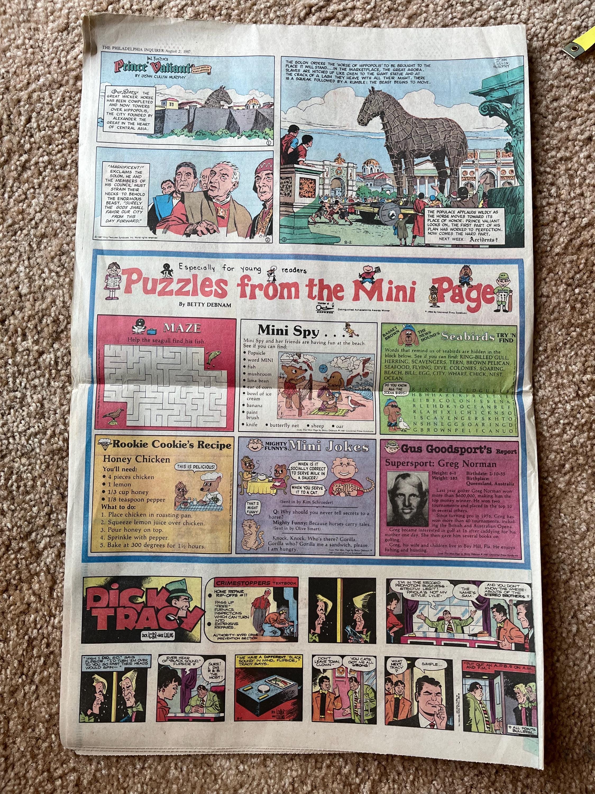 Philadelphia Inquirer Comics Sunday August 2, 1987 | Vintage Newspaper ...