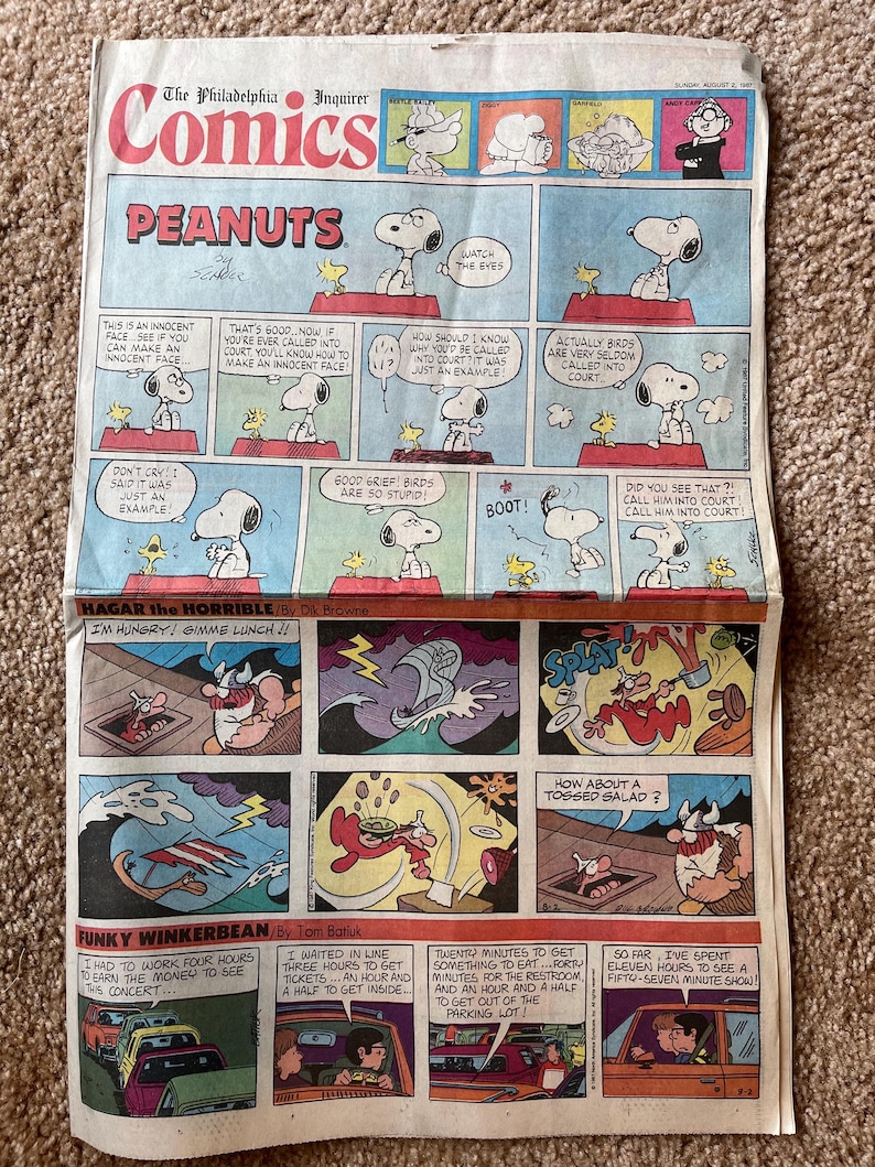 Philadelphia Inquirer Comics Sunday August 2, 1987 | Vintage Newspaper ...