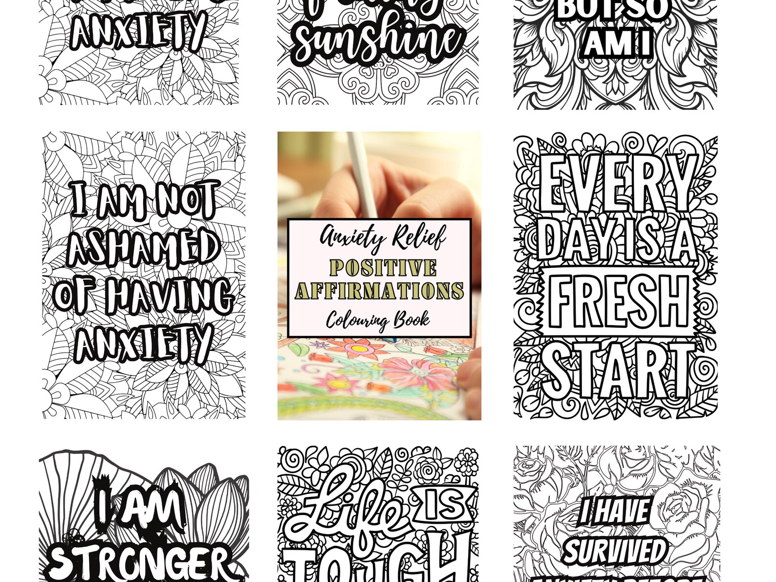 Anxiety Relief Coloring Book Printable PDF Manifest Good - Etsy