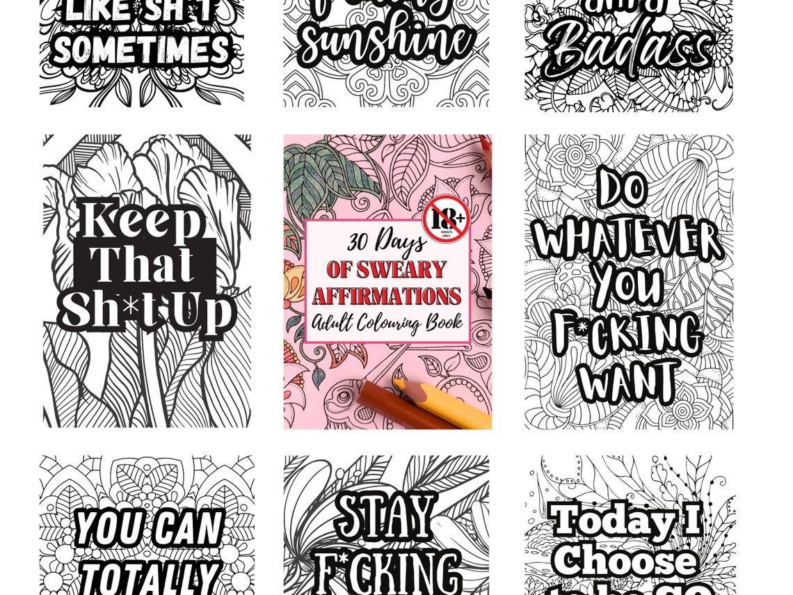 30-day Positive Profanity Coloring Book Printable PDF Manifest Good ...