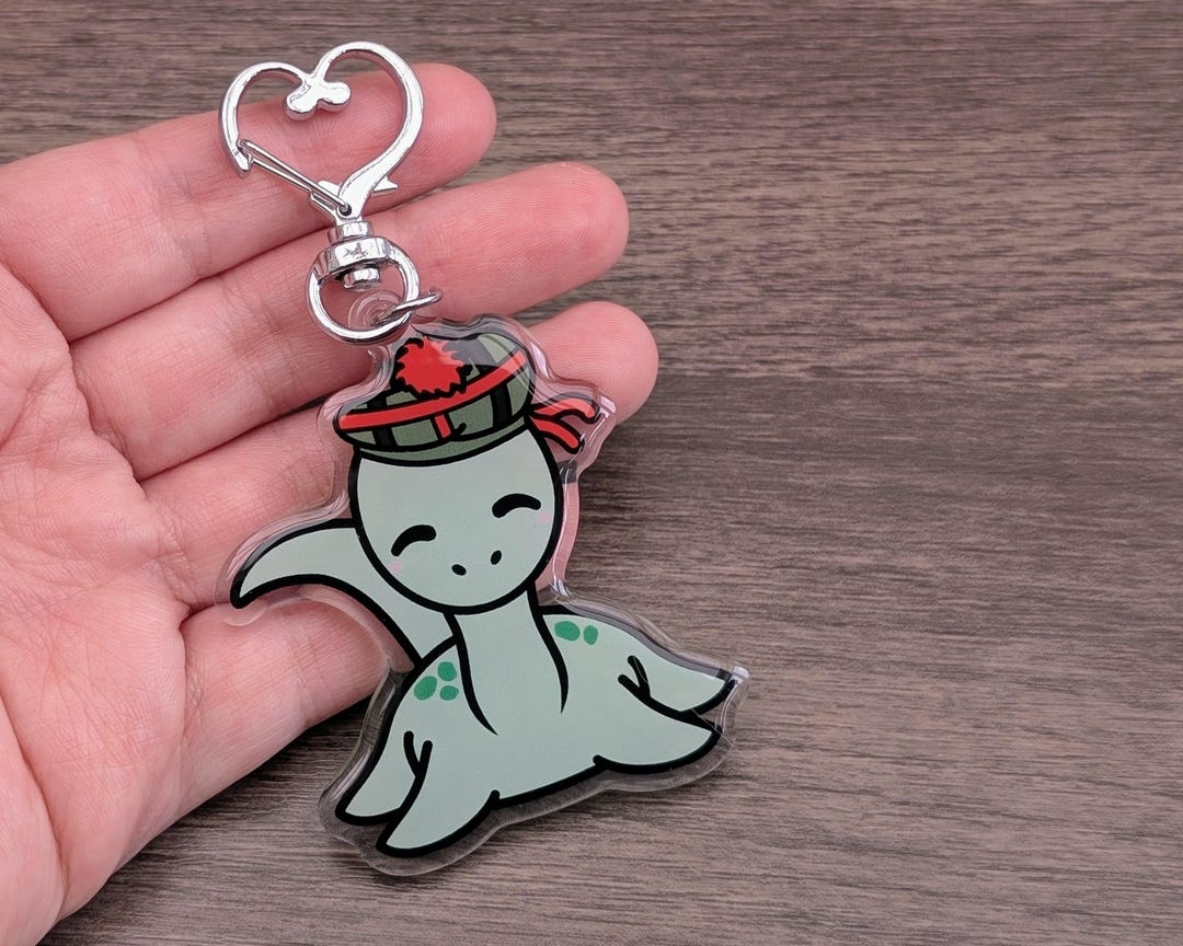 Nessie Key and Bag Charm | Silver Heart Clasp | Scottish Cryptids ...